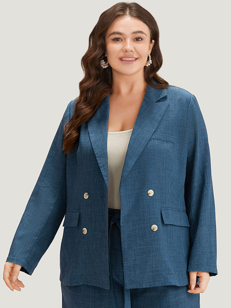 Solid Double Breasted Suit Collar Flap Pocket Blazer – BloomChic