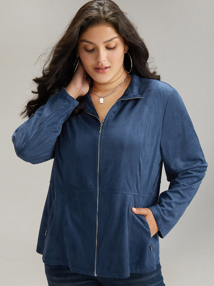 Solid Pocket Zipper Jacket – BloomChic