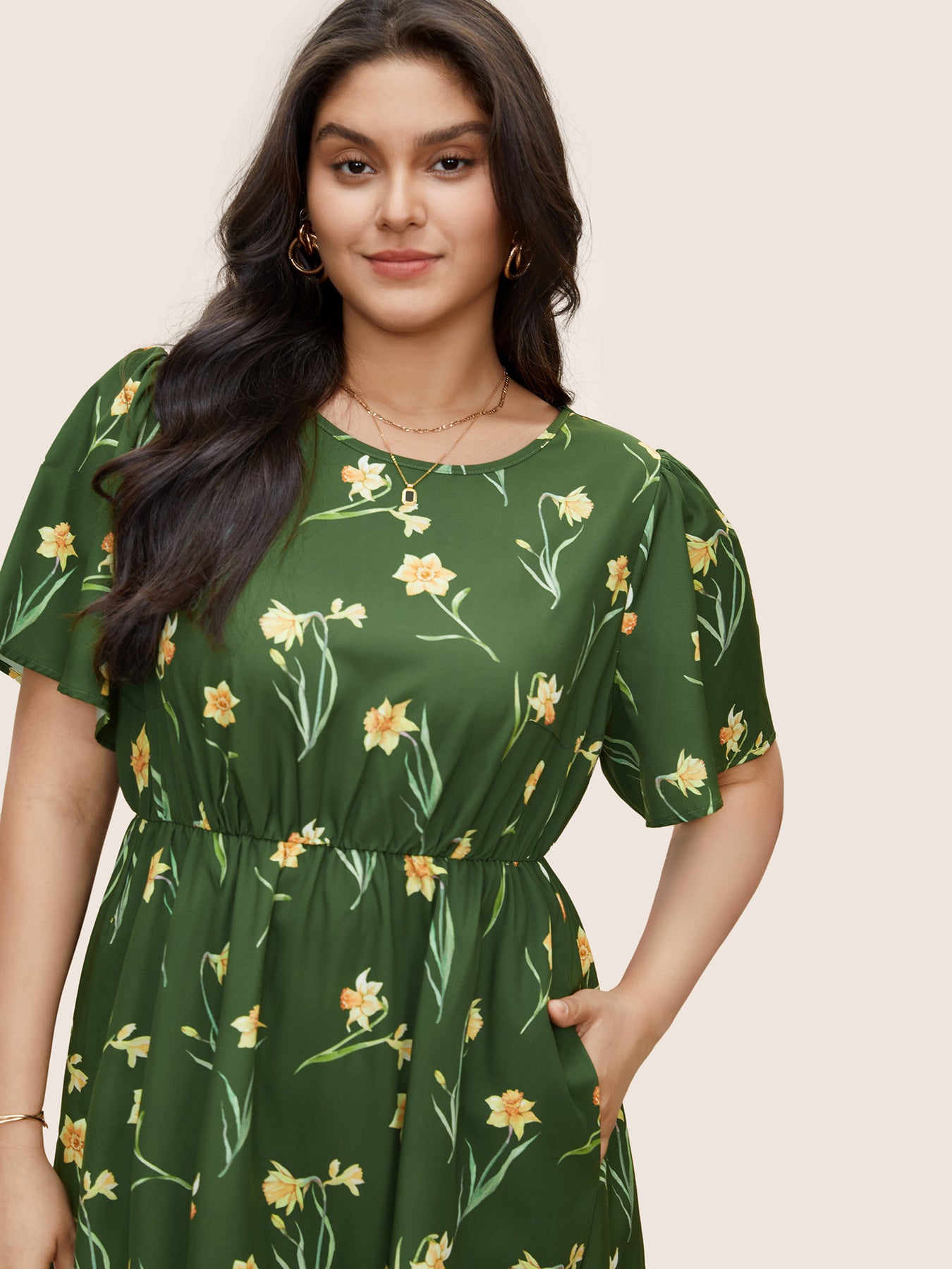 Floral Print Gathered Elastic Waist Midi Dress – BloomChic