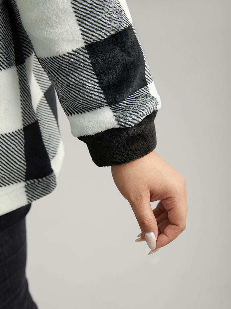 Plaid Button Through Patchwork Hooded Jacket – BloomChic