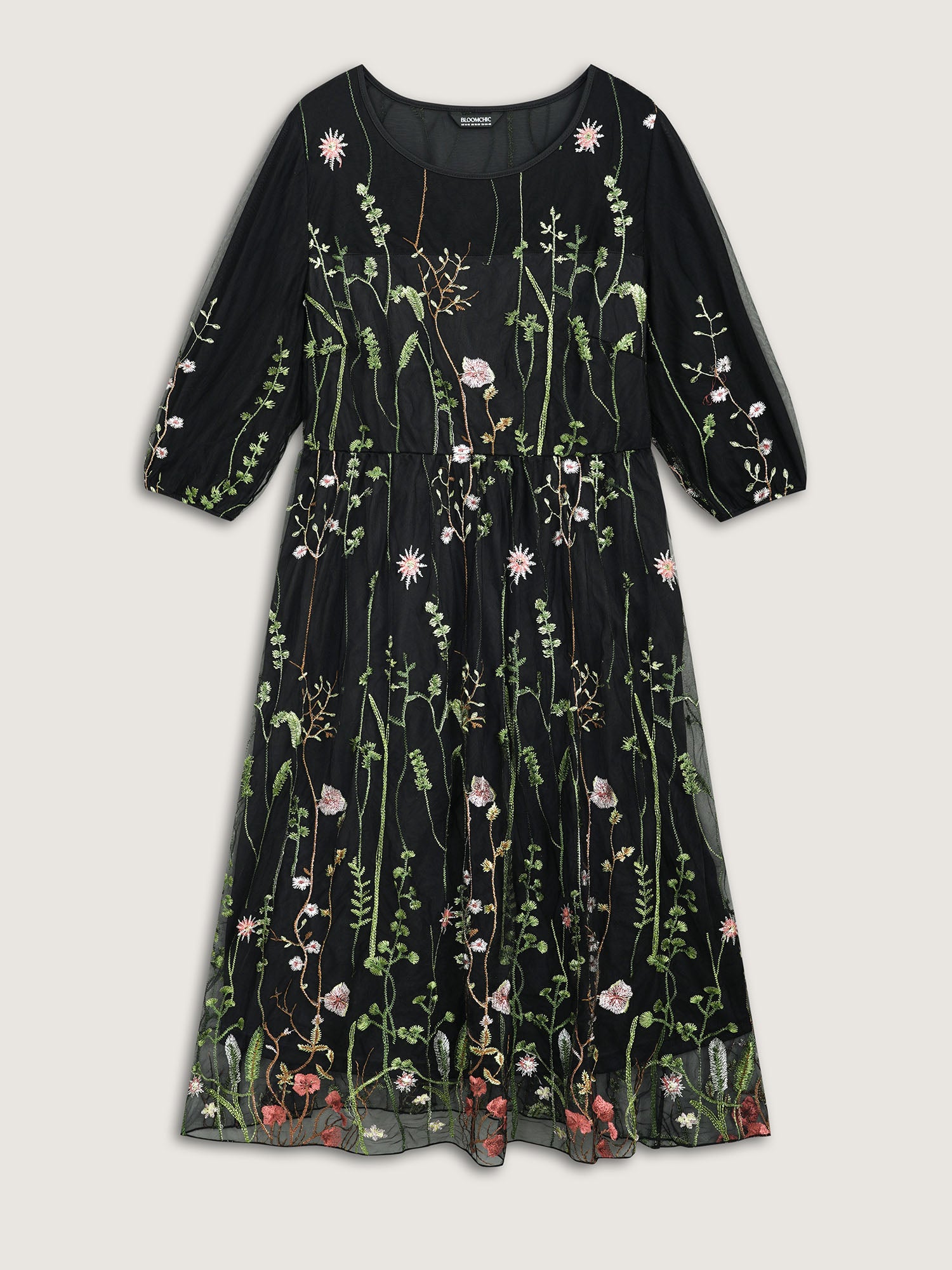 Floral Embroidered Elastic Waist Lined Midi Dress – BloomChic