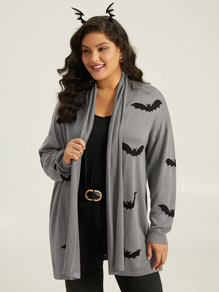 Supersoft Essentials Halloween Bat Pattern Lapel Collar Cardigan ...