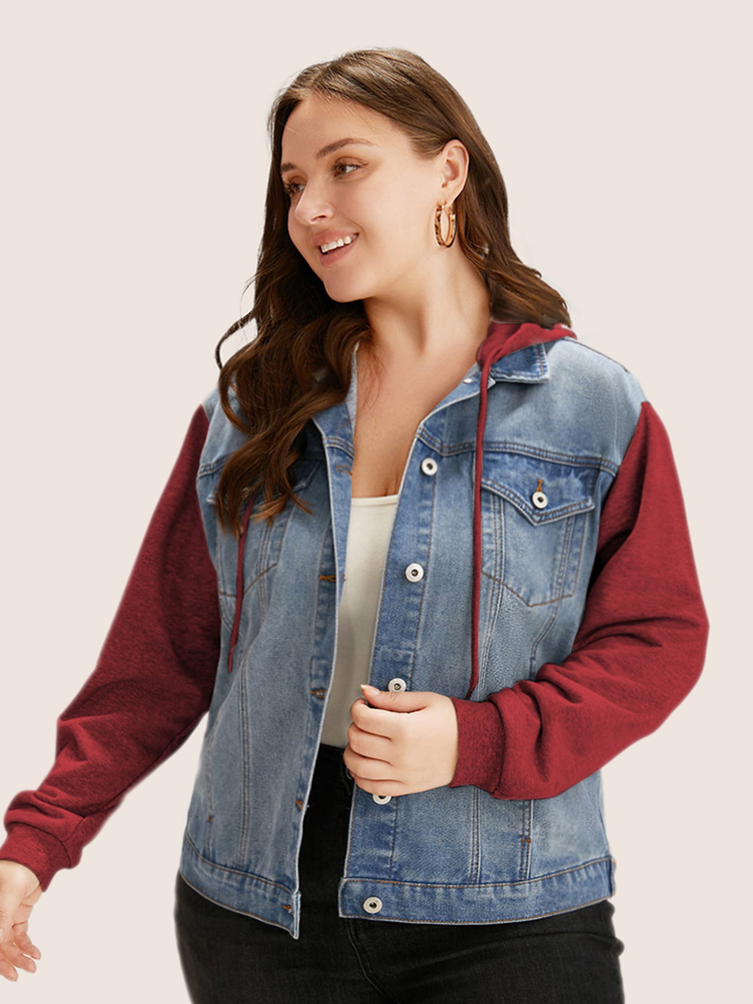 Hooded Patchwork Flap Pocket Denim Jacket – BloomChic