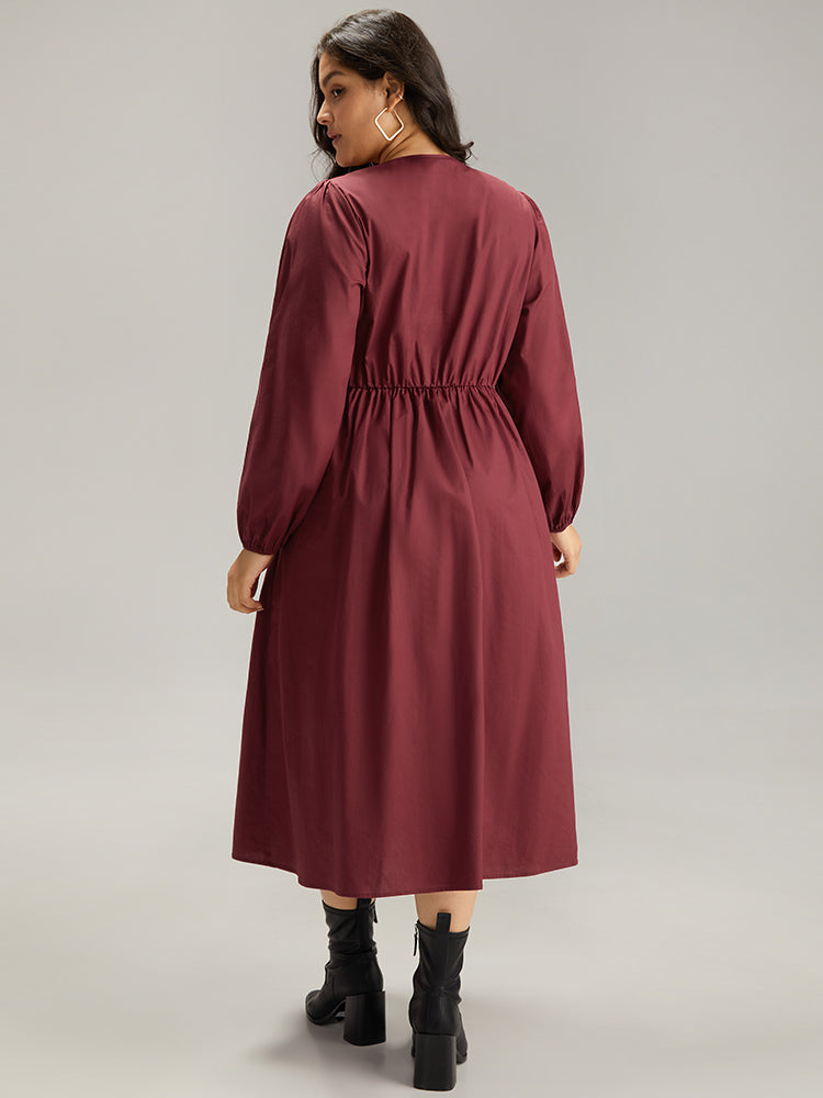 Cotton Button Detail Elastic Cuffs Dress – BloomChic
