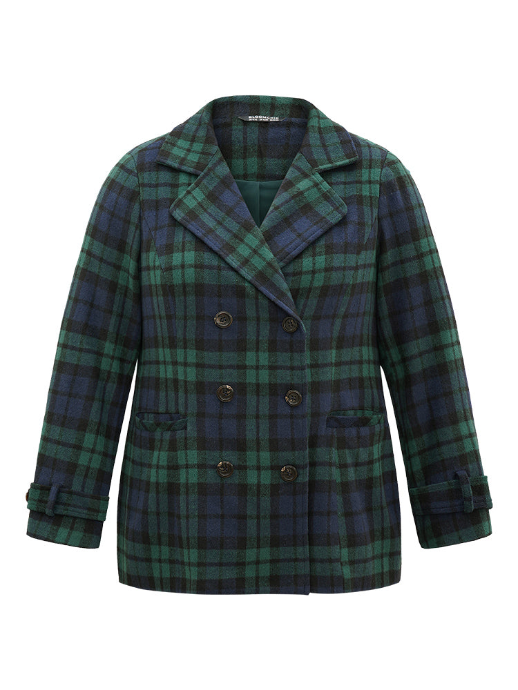 Patched Pocket Plaid Double Breasted Coat – BloomChic