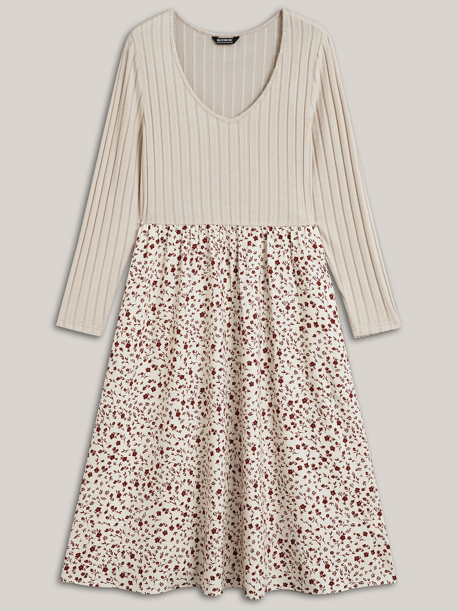 Ditsy Floral Patchwork Texture Midi Dress – BloomChic