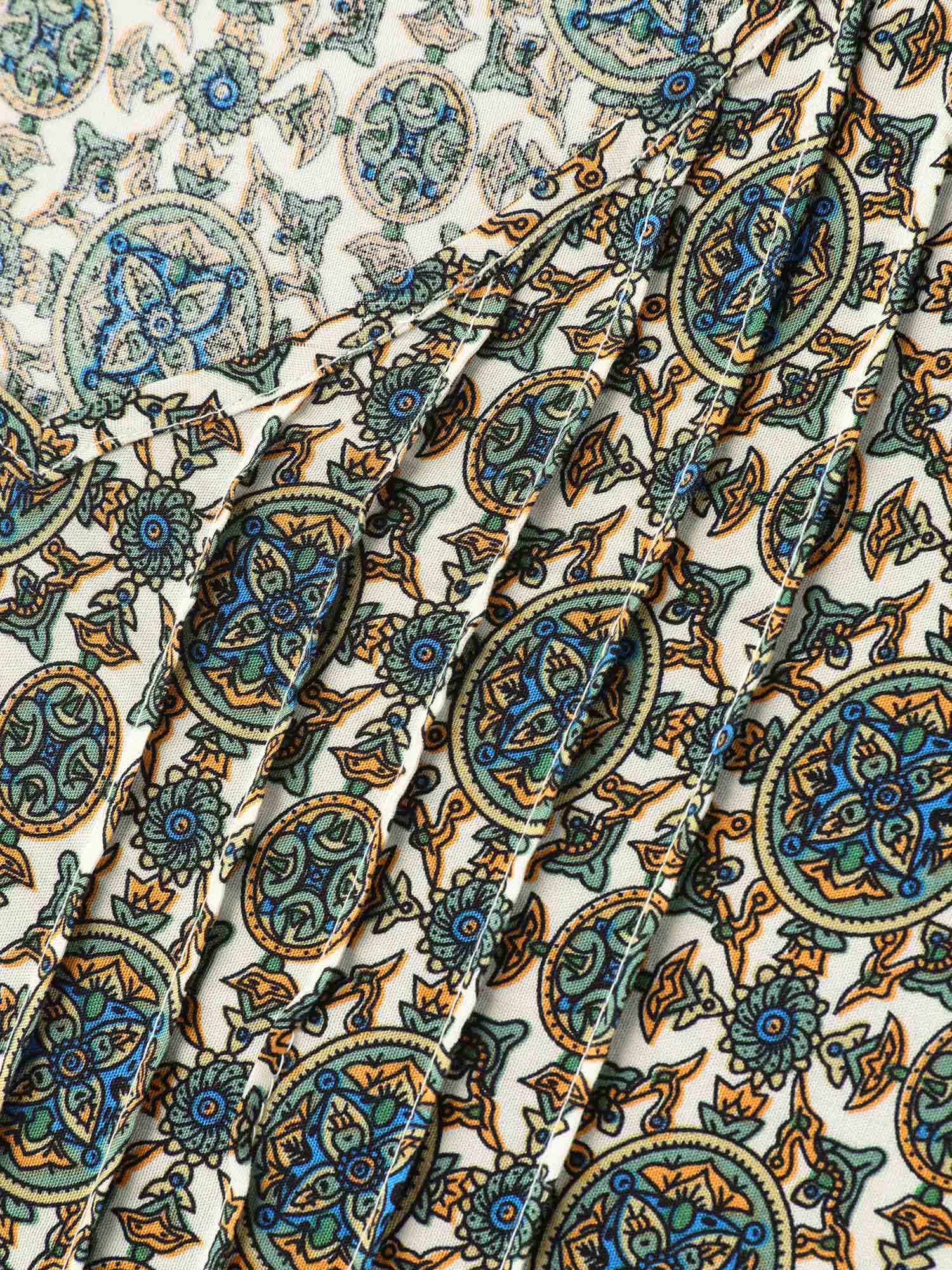 Pin-Tuck Pleat Ornate Print Relaxed Fit Shirt – BloomChic