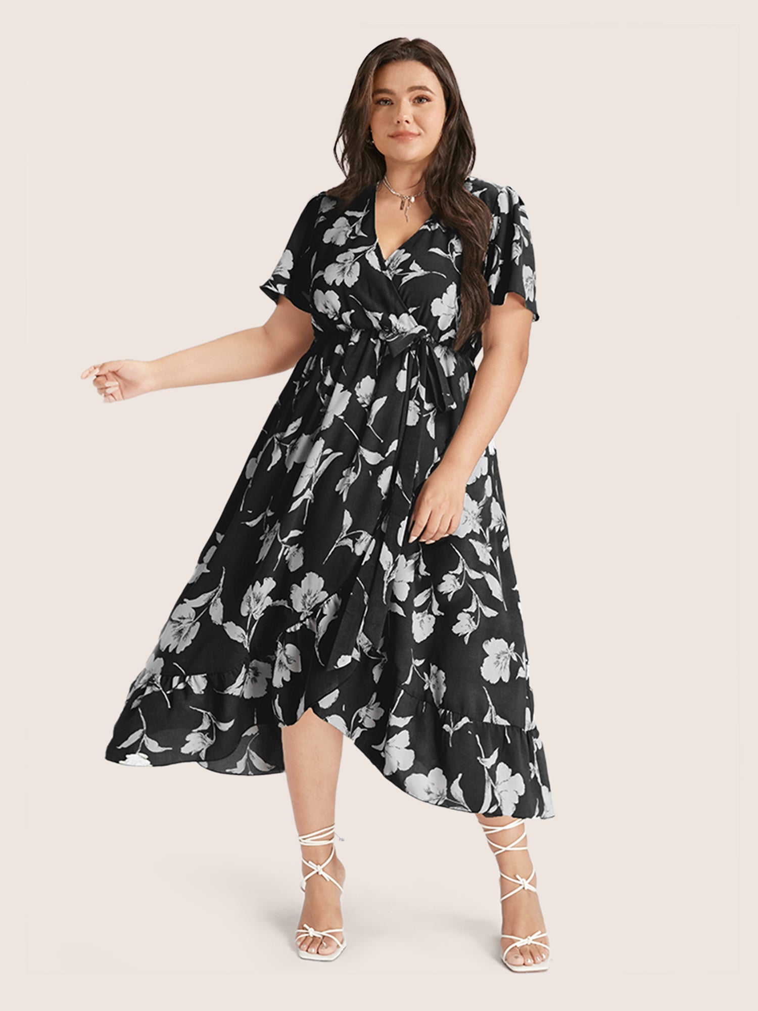 Floral Ruffle Knot Side Wrap Dress – BloomChic