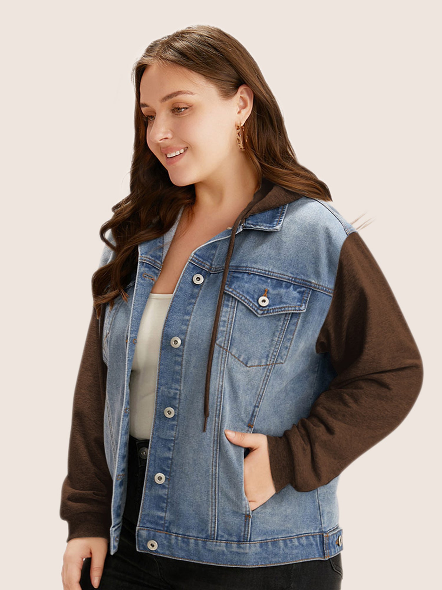 Hooded Patchwork Flap Pocket Denim Jacket – BloomChic