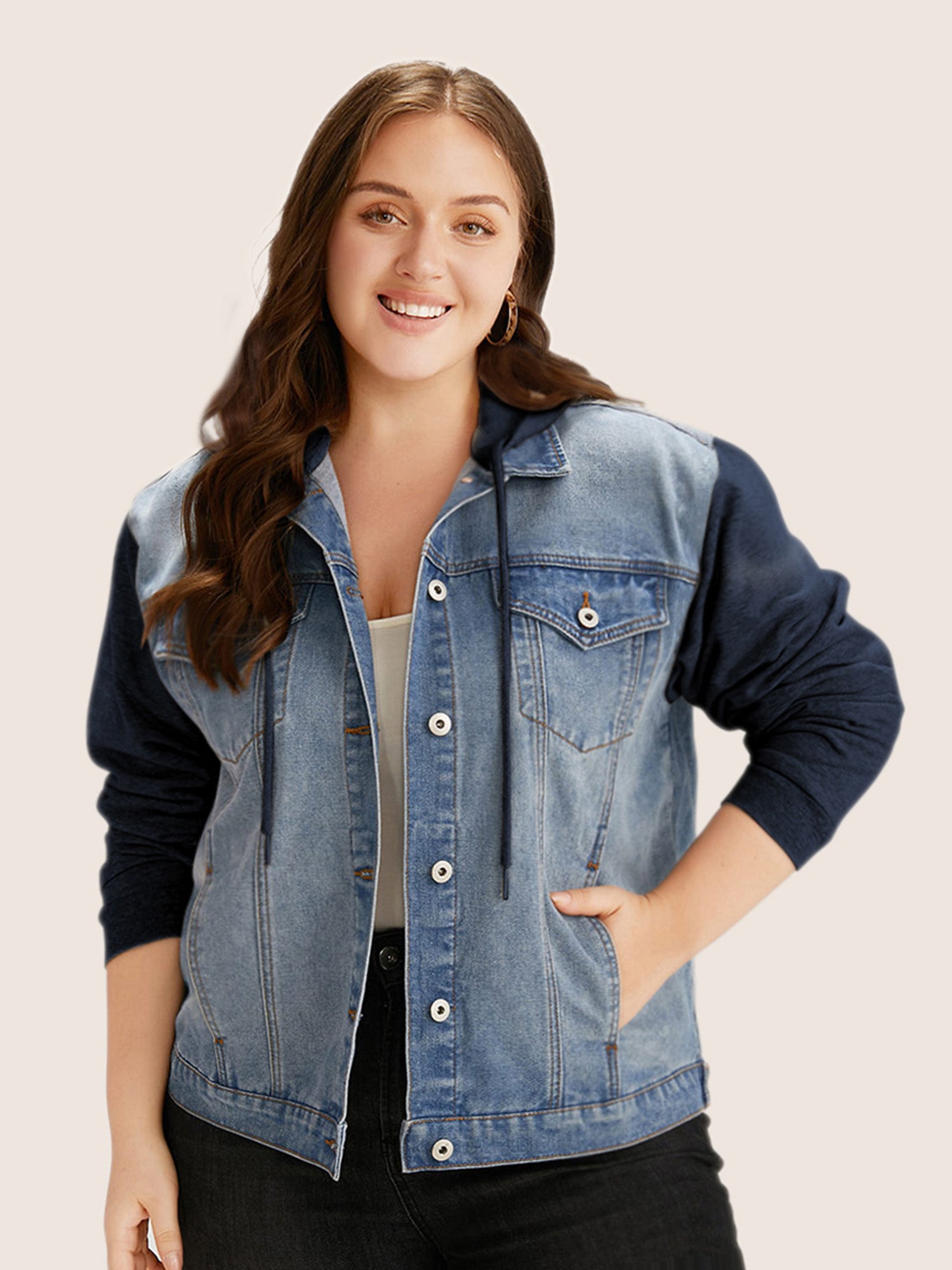 Hooded Patchwork Flap Pocket Denim Jacket – BloomChic