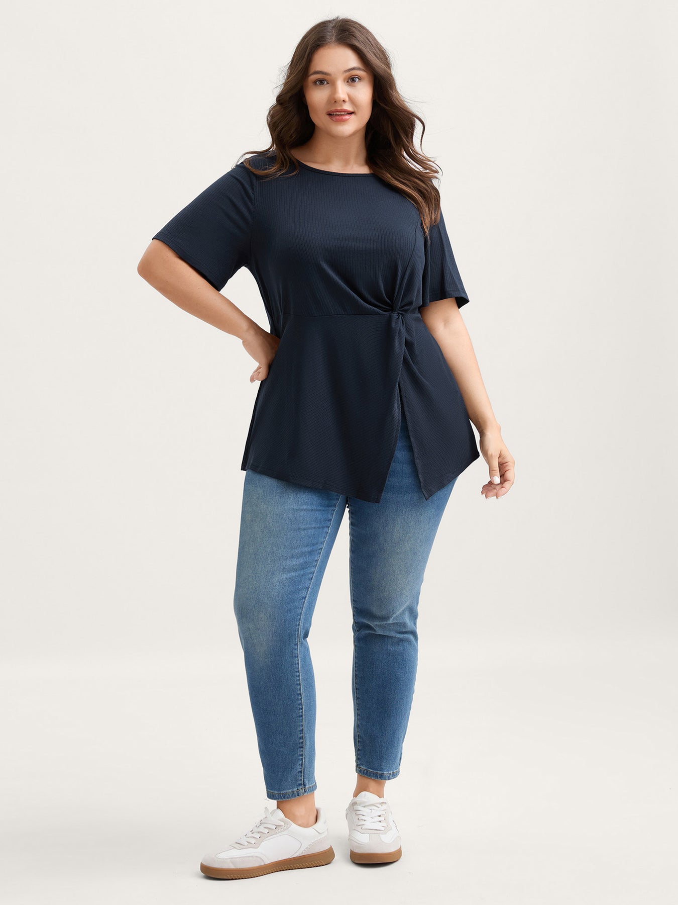 Pit Strip Knotted Front Split Side Top – BloomChic
