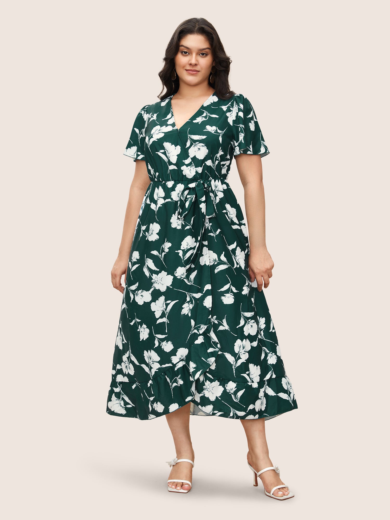 Floral Ruffle Knot Side Wrap Dress – BloomChic