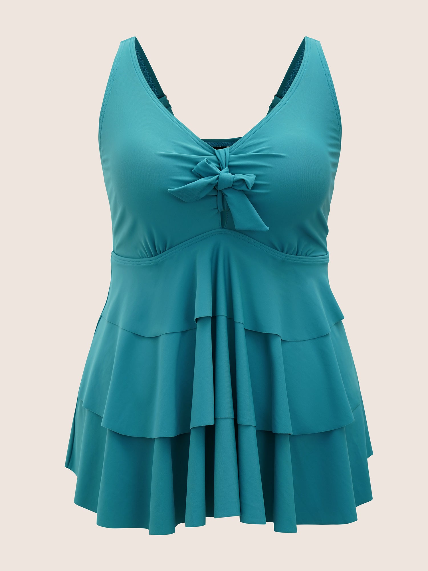 Knotted Front Ruffle Tiered Tankini Top – BloomChic