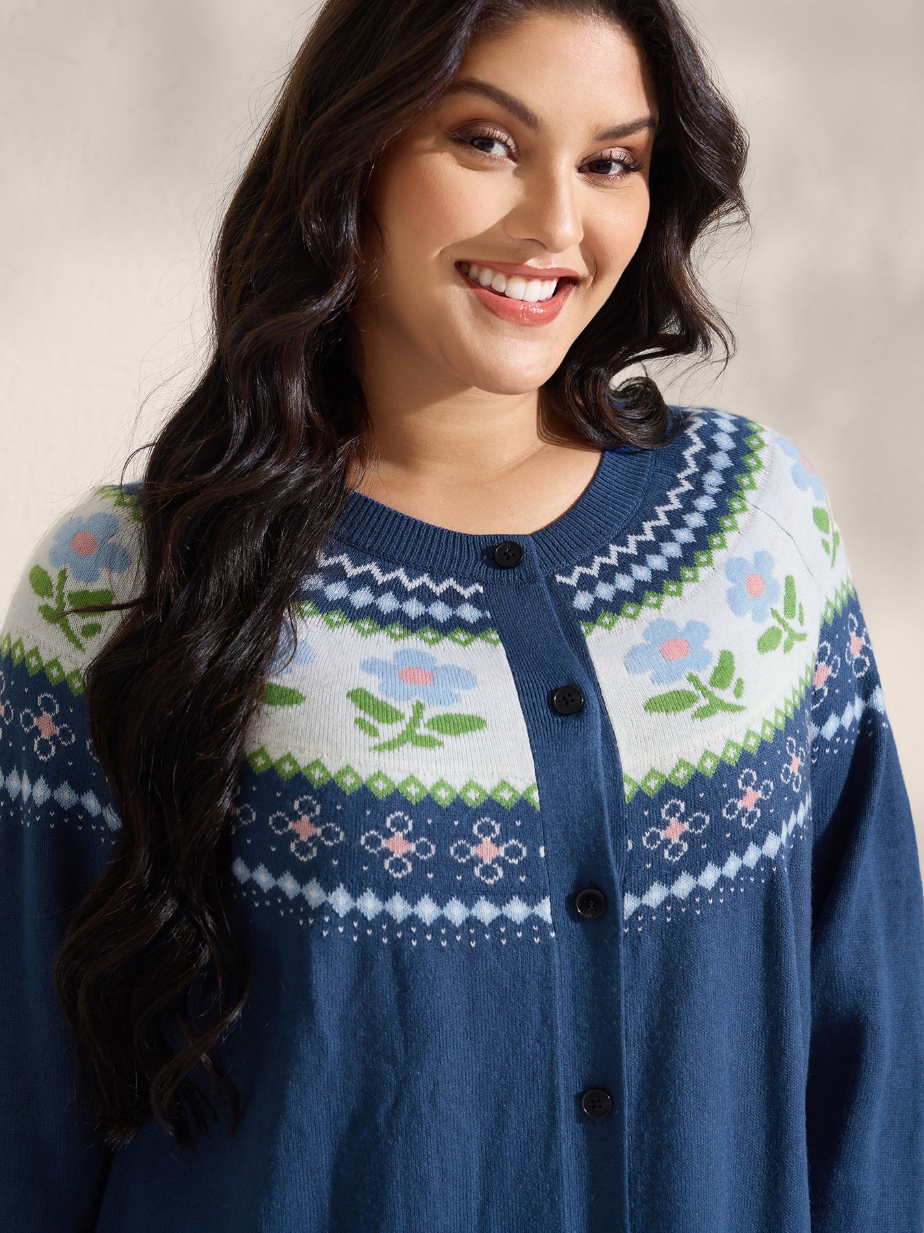 Fair Isle Jacquard Color Contrast Knit Cardigan – BloomChic