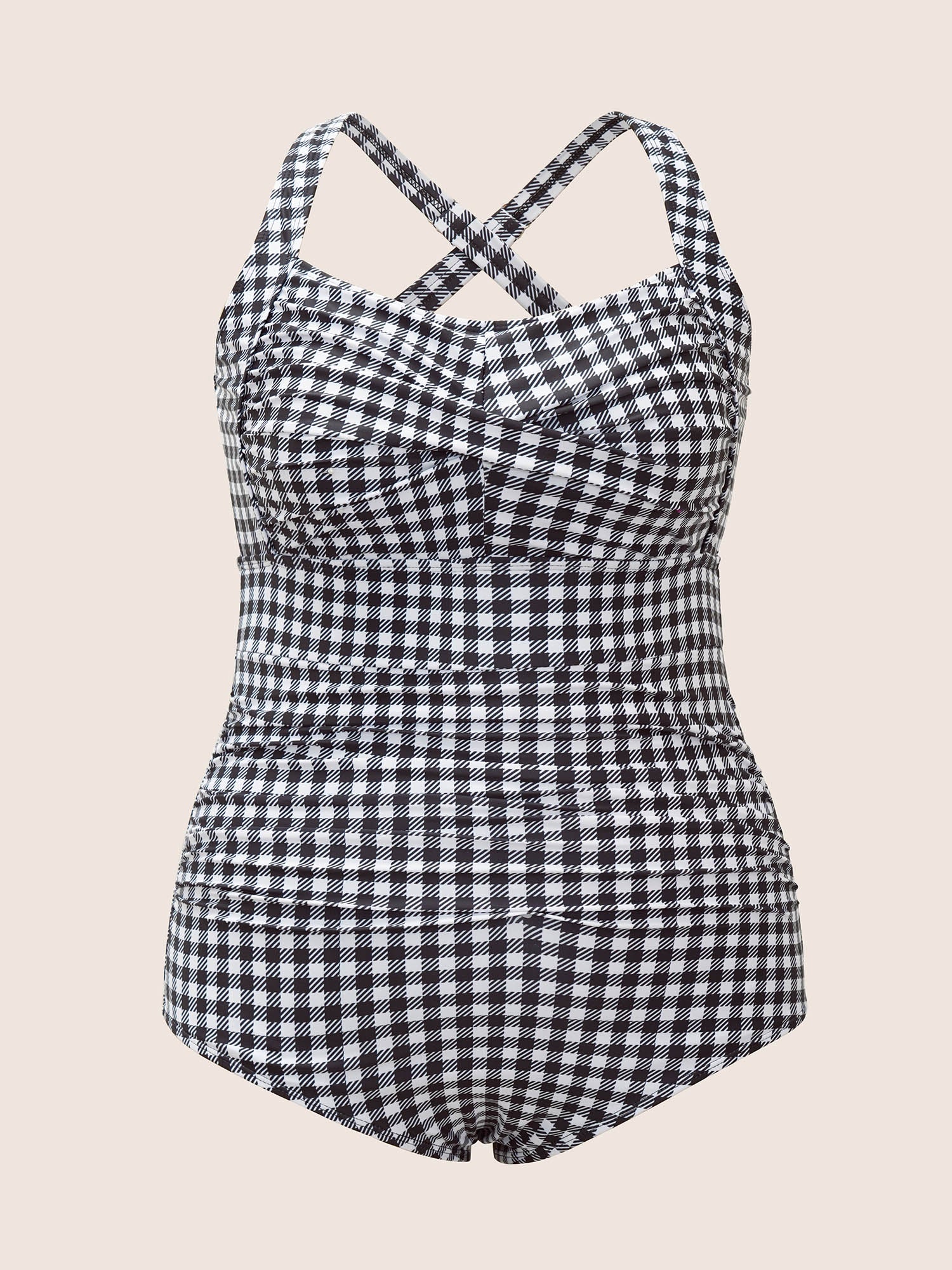 Gingham Heart Neckline Crossover One Piece Swimsuit – BloomChic