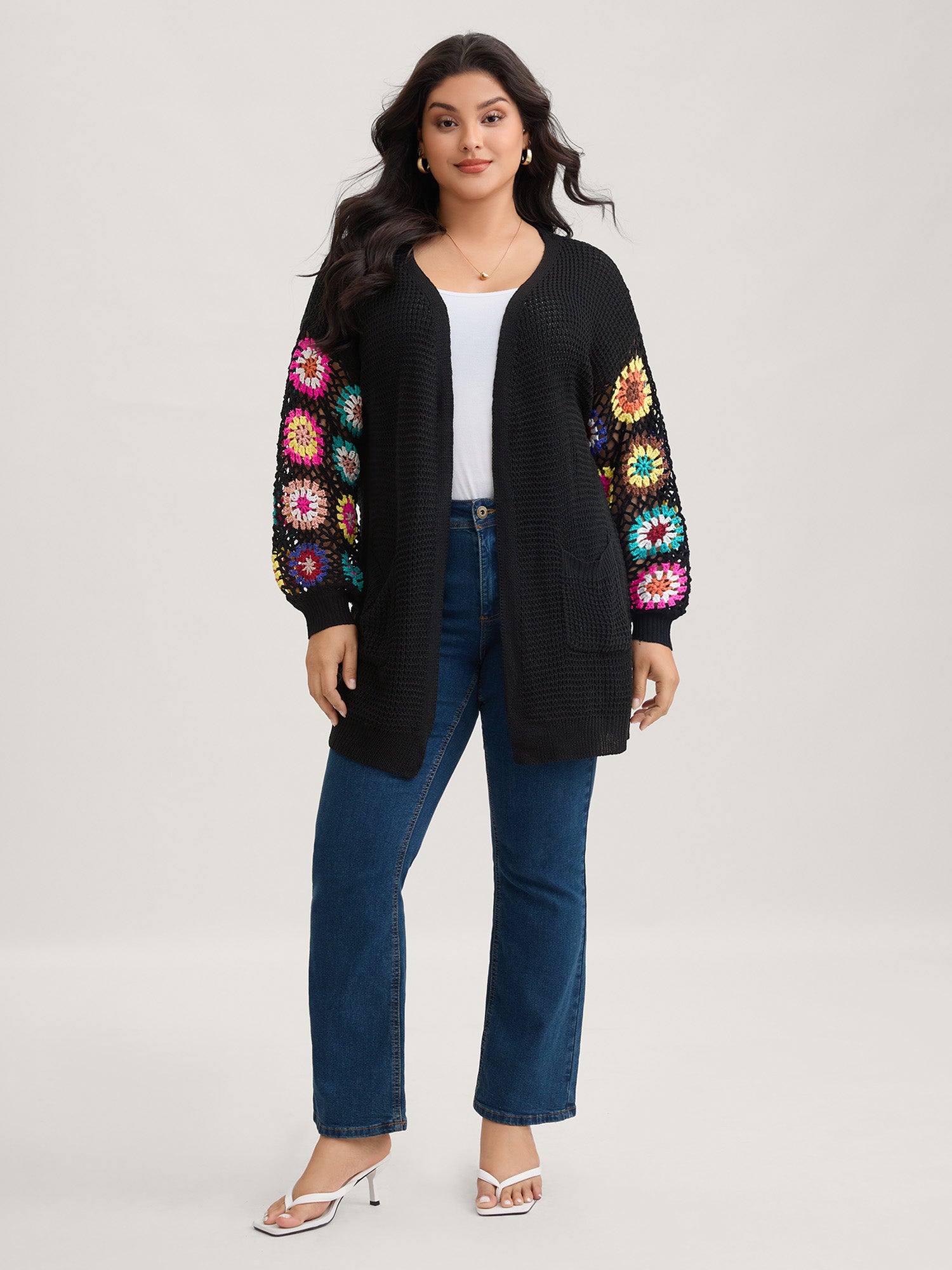 Crochet Floral Drop Shoulder Cut Out Cardigan – BloomChic