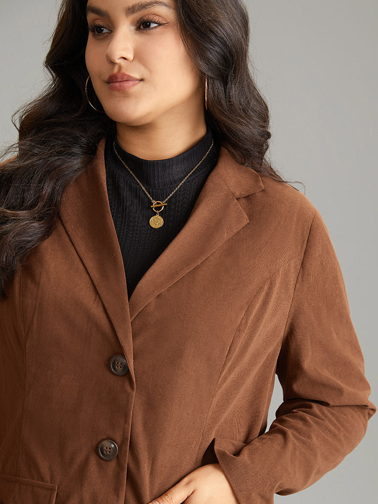 Corduroy Suit Collar Button Up Flap Detail Blazer – BloomChic