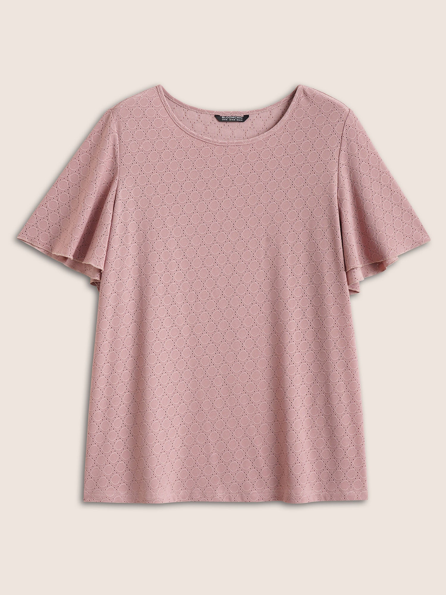 Plain Textured Geometric Flutter Sleeve T-shirt – BloomChic