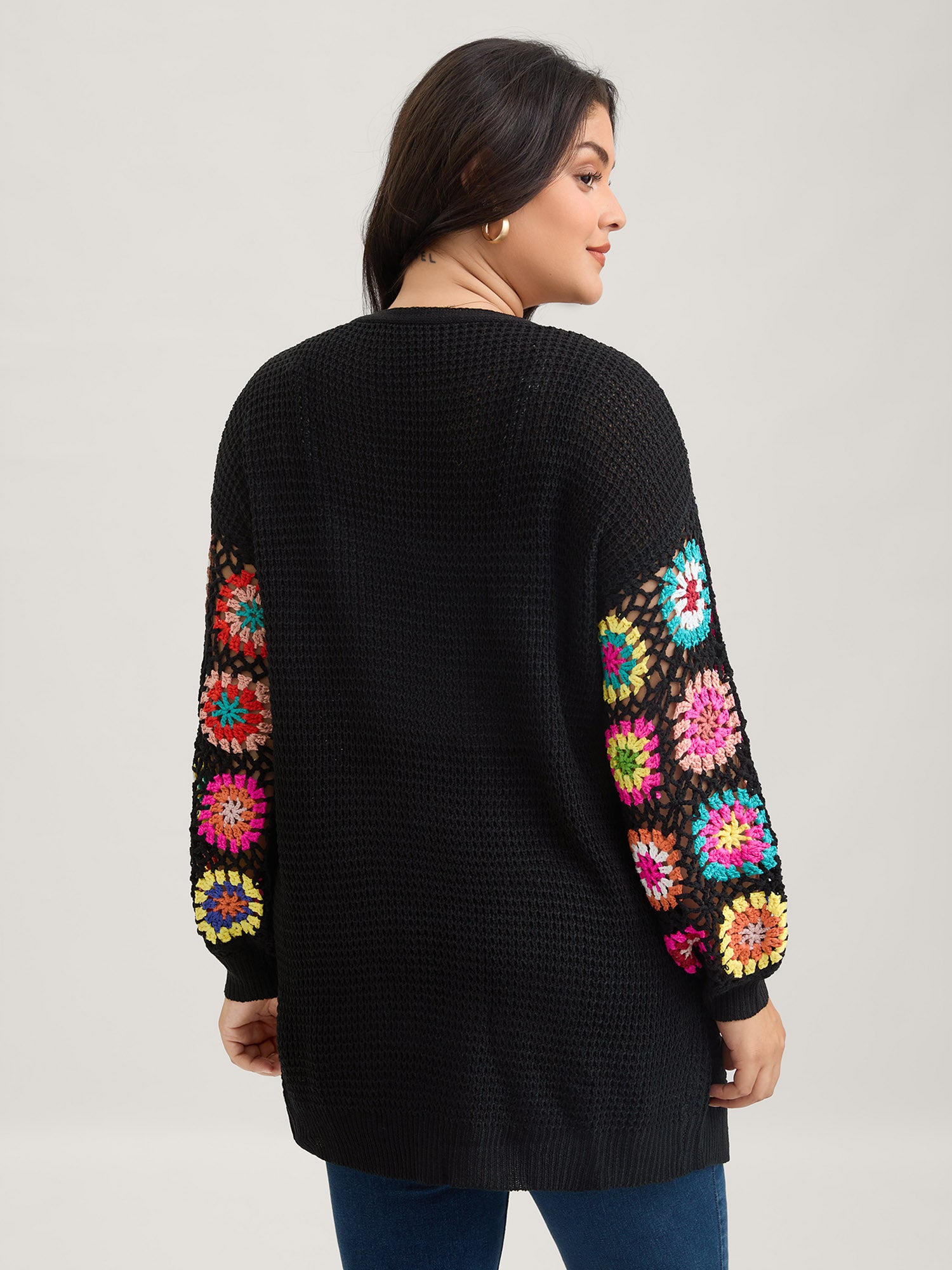 Crochet Floral Drop Shoulder Cut Out Cardigan – BloomChic