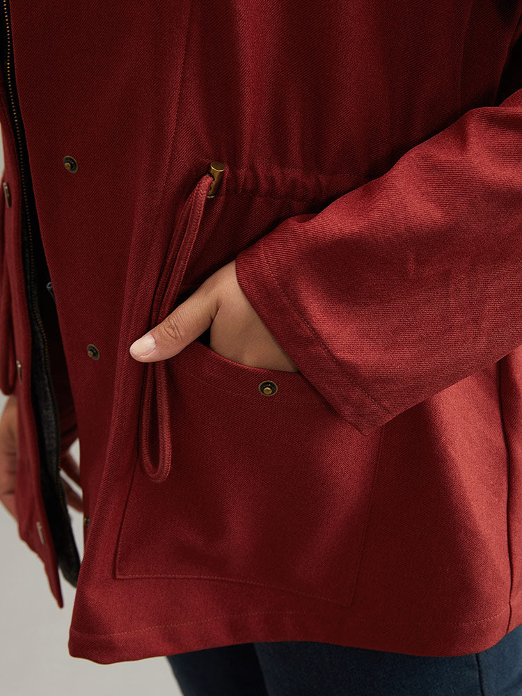 Two Tone Hooded Drawstring Zipper Jacket – BloomChic