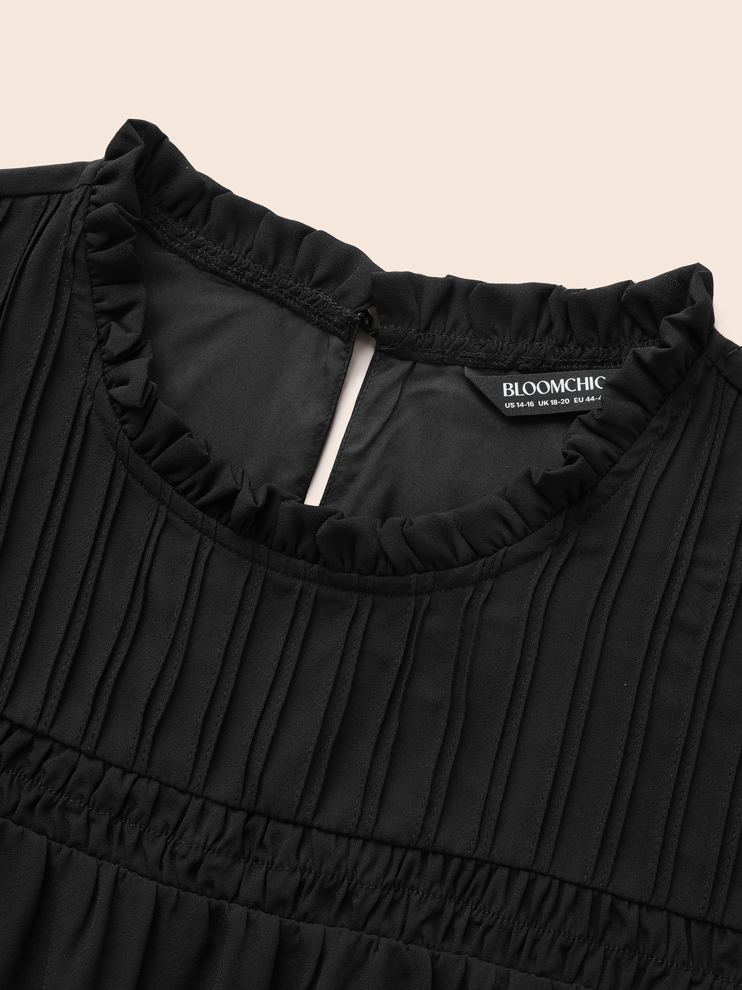 Anti-Wrinkle Shirred Ruffle Sleeve Mesh Frill Trim Blouse – BloomChic