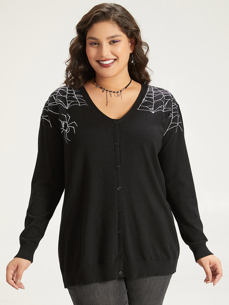 Supersoft Essentials Halloween Spider Web Button Through Cardigan ...