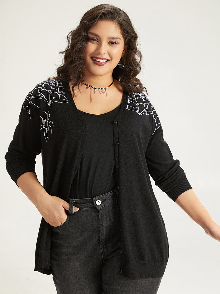 Supersoft Essentials Halloween Spider Web Button Through Cardigan ...