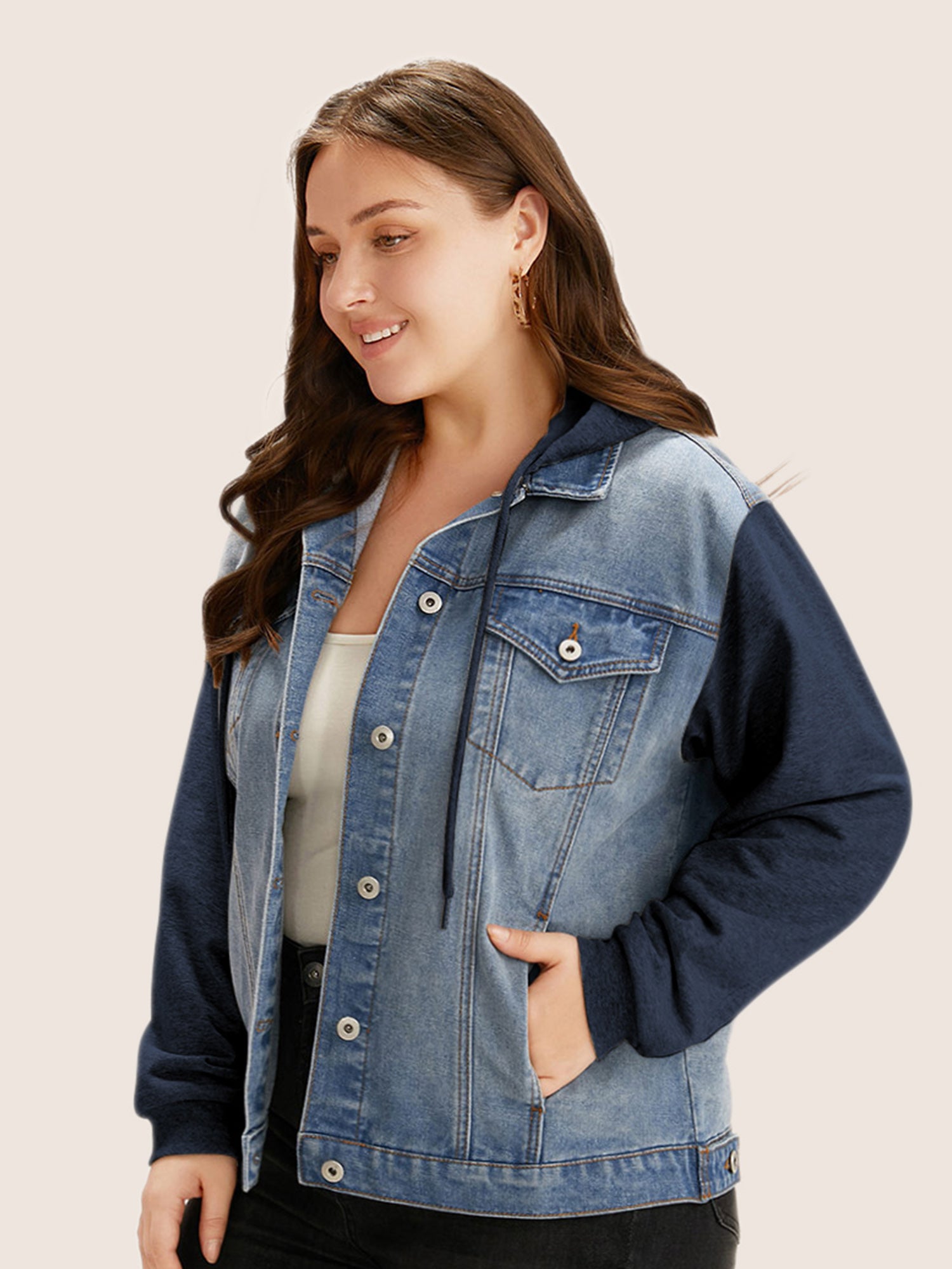 Hooded Patchwork Flap Pocket Denim Jacket – BloomChic