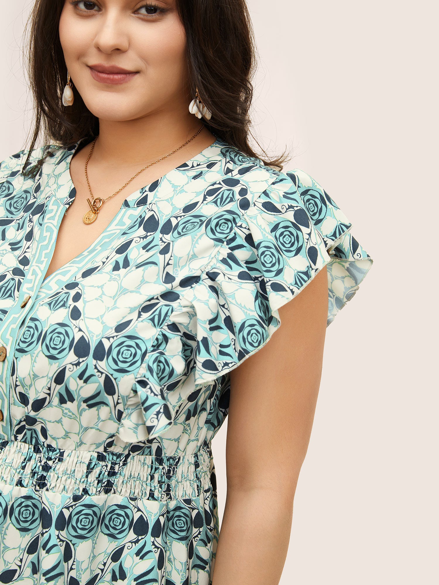 Boho Print Ruffles Shirred Pocket Elastic Waist Dress – BloomChic