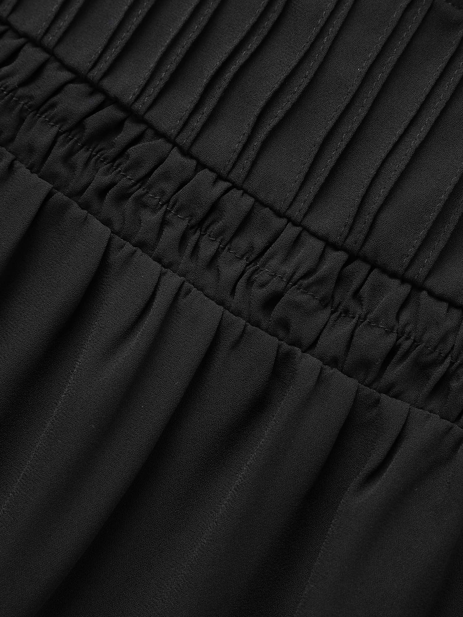 Anti-Wrinkle Shirred Ruffle Sleeve Mesh Frill Trim Blouse – BloomChic