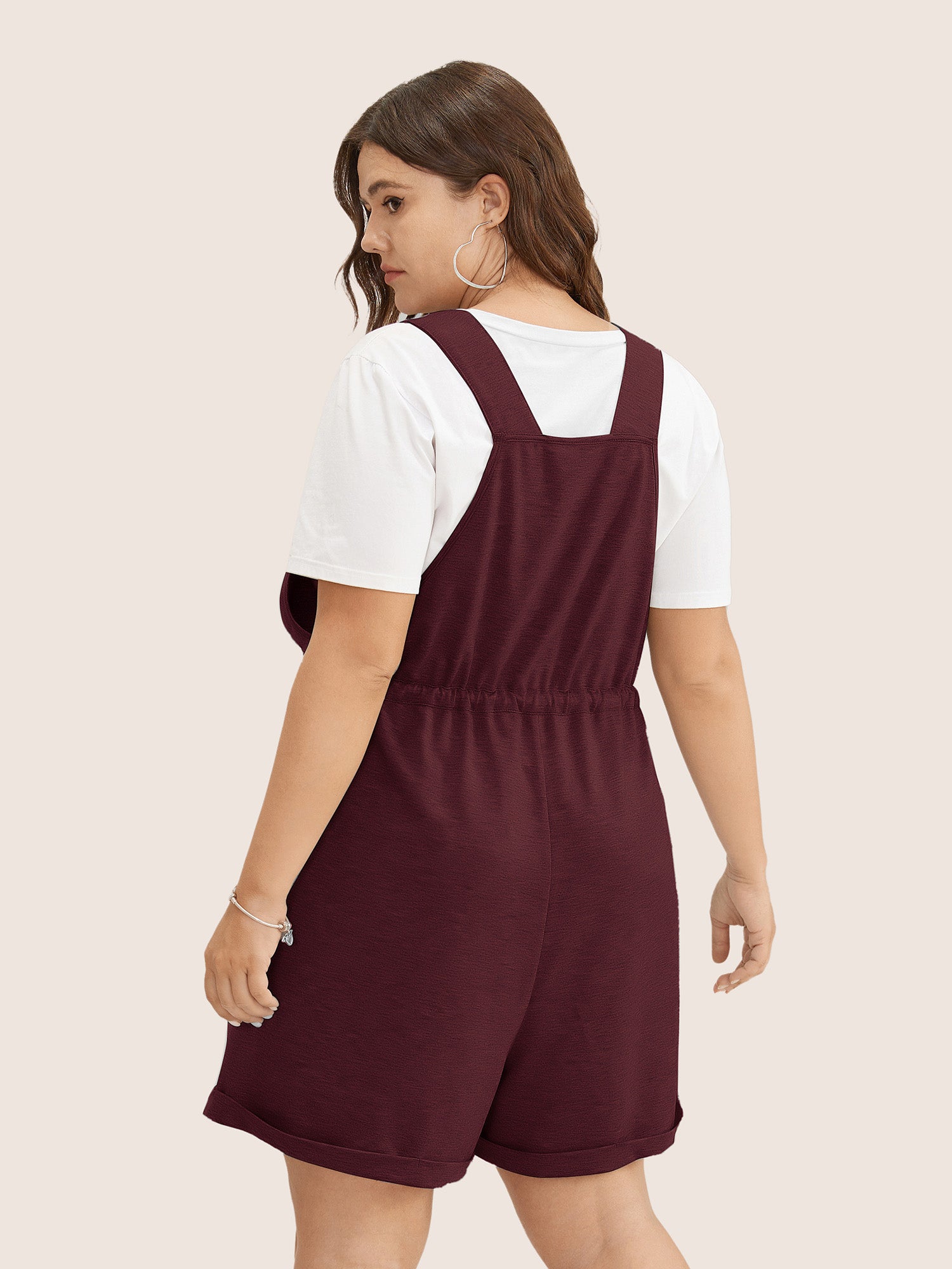 Solid Pocket Drawstring Overall Romper – BloomChic