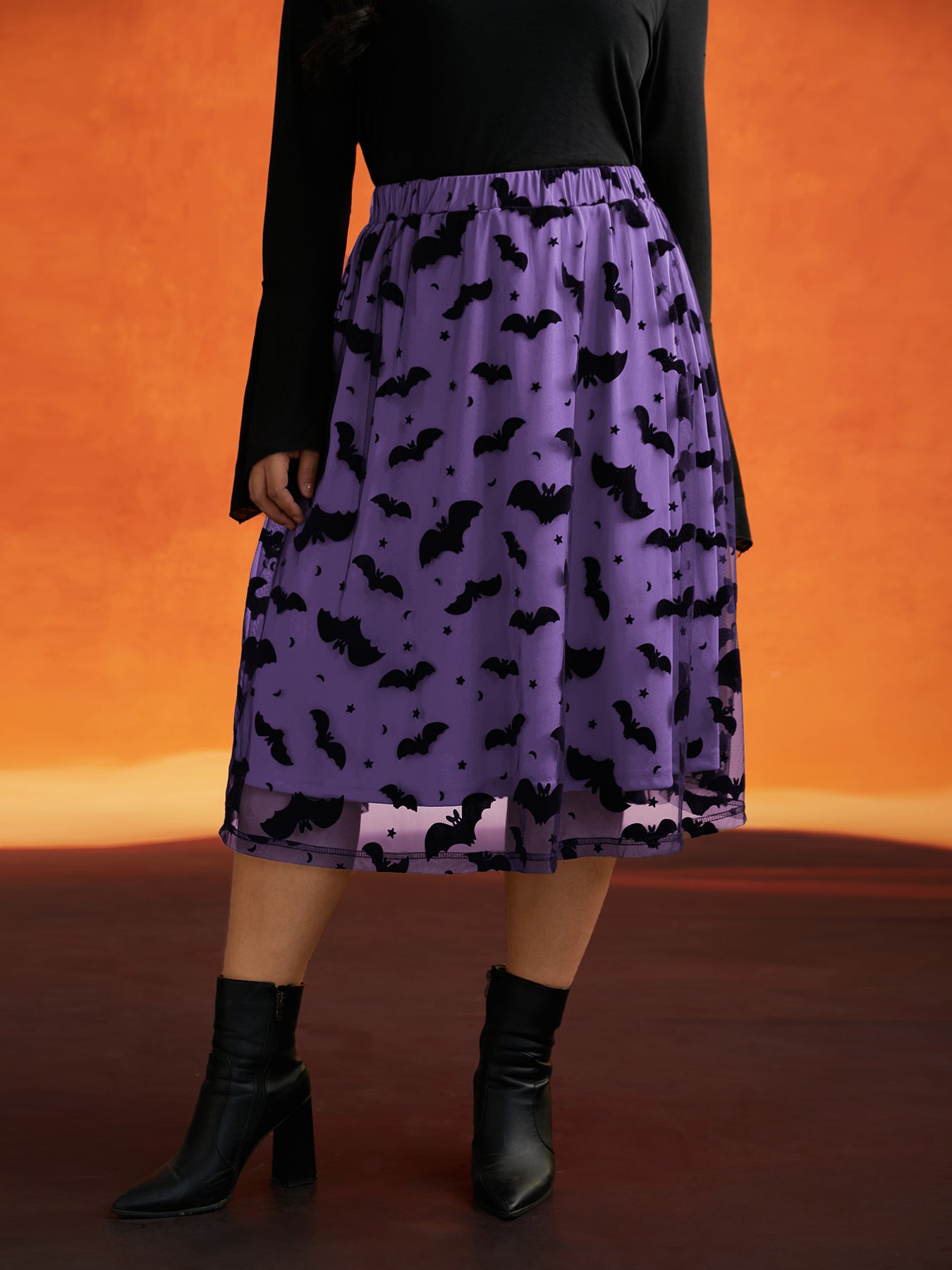 Bat Motif A-Line Midi Skirt – BloomChic
