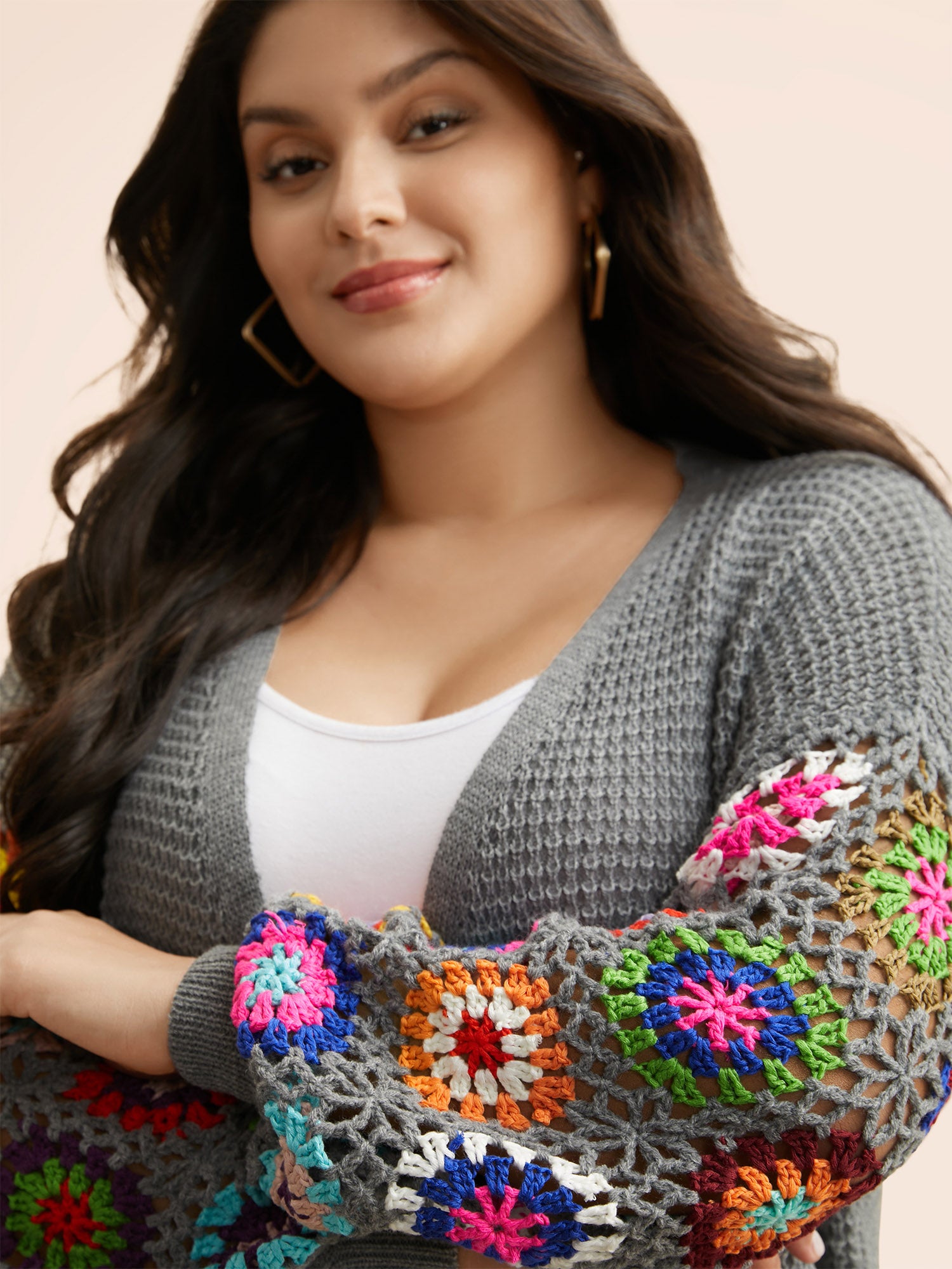 Crochet Floral Drop Shoulder Cut Out Cardigan – BloomChic
