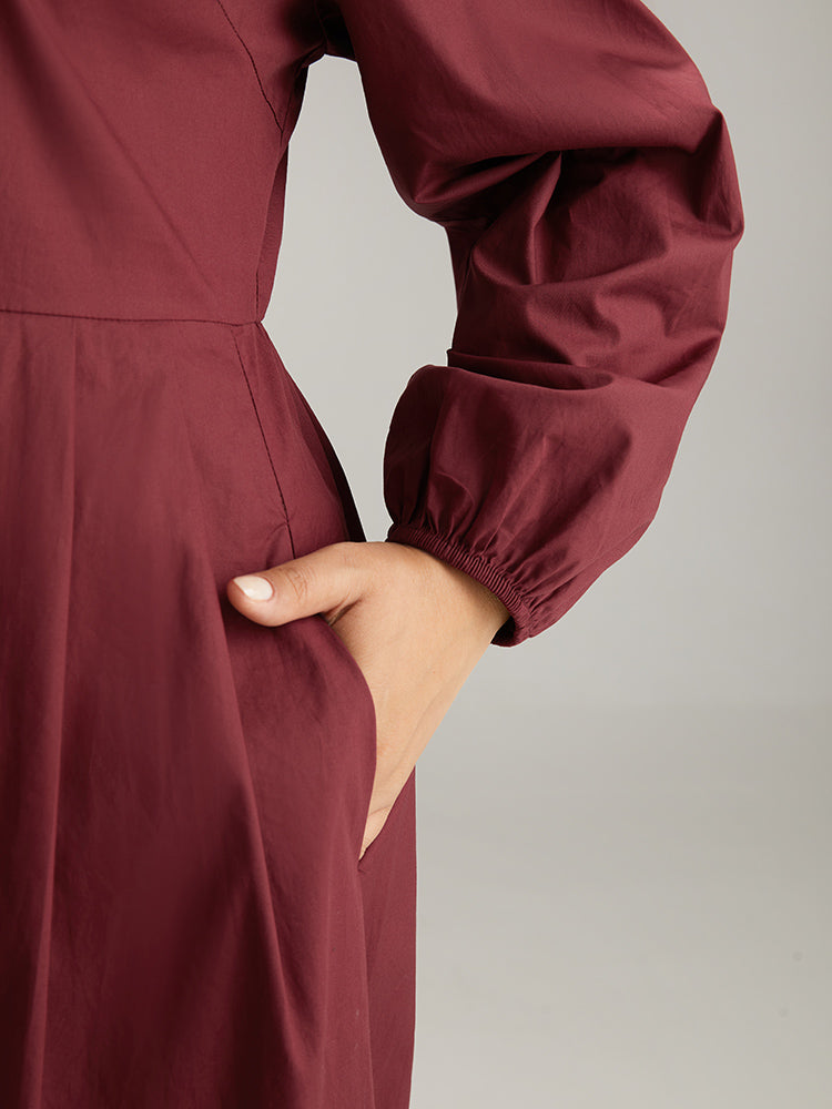 Cotton Button Detail Elastic Cuffs Dress – BloomChic