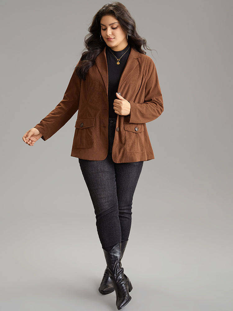 Corduroy Suit Collar Button Up Flap Detail Blazer – BloomChic