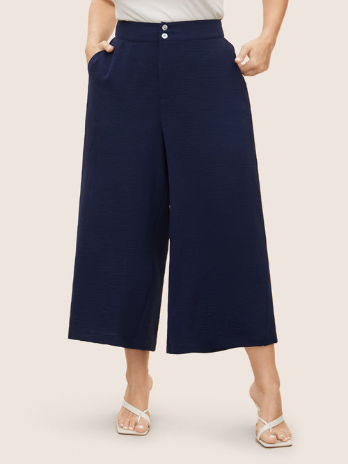 Solid Button Up Gathered Wide Leg Pants – BloomChic