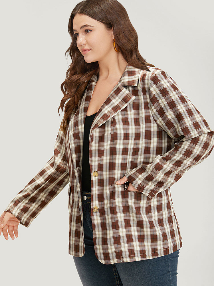Plaid Button Through Flap Pocket Blazer – BloomChic