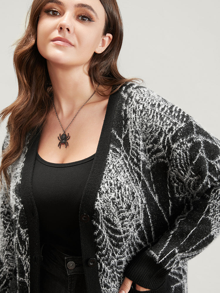 Spider Web Plush Knit Pocket Button Front Cardigan – BloomChic
