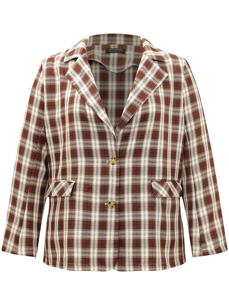 Plaid Button Through Flap Pocket Blazer – BloomChic