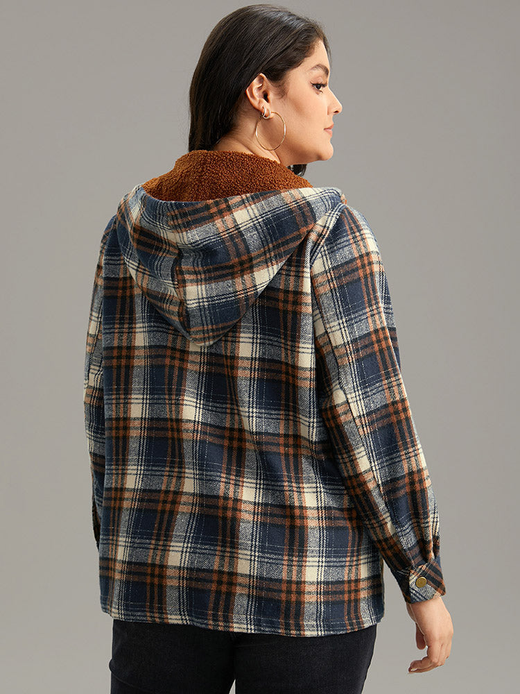 Plaid Patchwork Pocket Button Through Hooded Coat – BloomChic