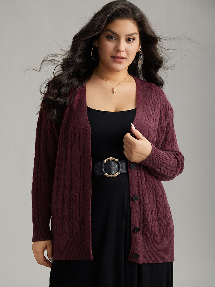 Solid Cable Knit Button Fly Cardigan – BloomChic