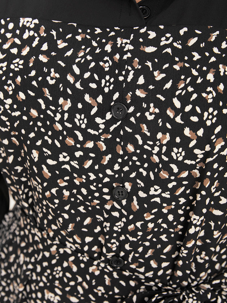 Leopard Patchwork Pocket Button Up Belted Split Dress – BloomChic