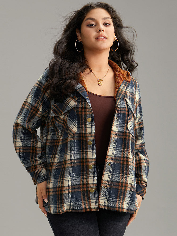 Plaid Patchwork Pocket Button Through Hooded Coat – BloomChic