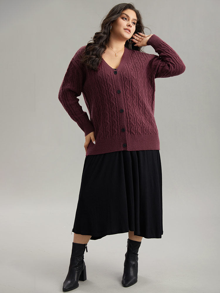 Solid Cable Knit Button Fly Cardigan – BloomChic